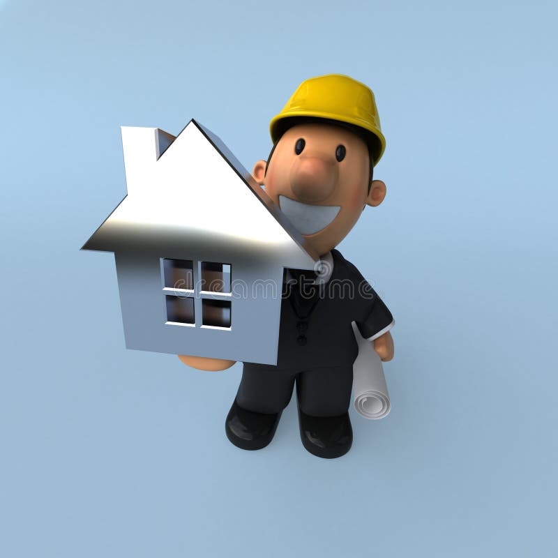 Cartoon Architect - 3D Illustration Stock Illustration - Illustration ...