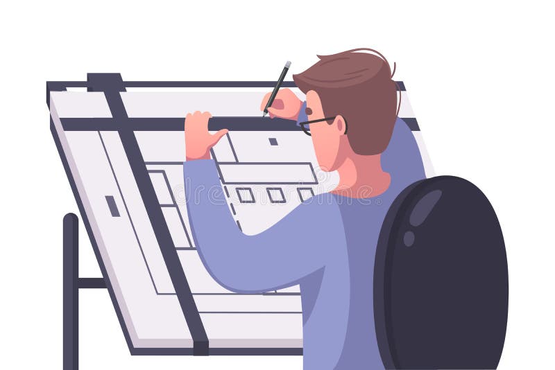 Cartoon Architect Illustration Stock Vector - Illustration of casual ...