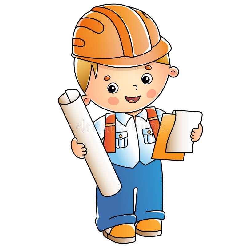 Cartoon Architect with Plan of Building. Profession Stock Vector ...