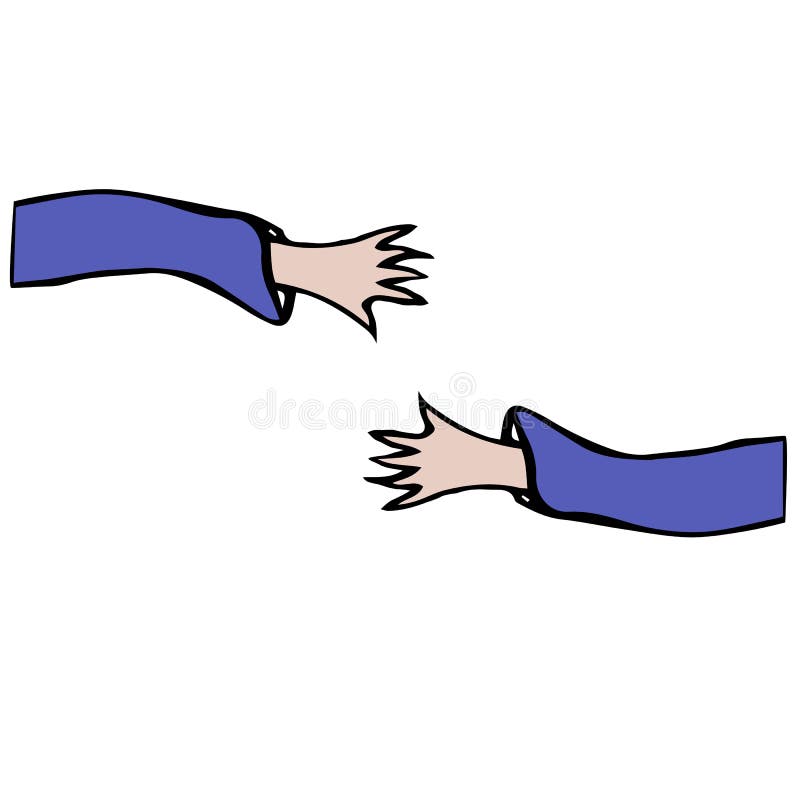 Cartoon Arms or Hands Stretch Towards Each Other. Vector Illustraition ...