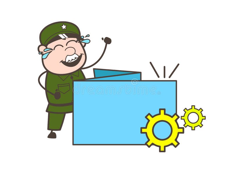 Cartoon Army Man with Process Banner Vector Illustration Stock ...