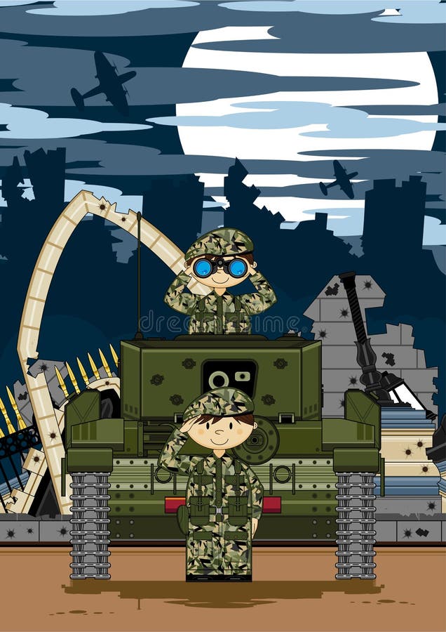 Cartoon Army Soldier in Tank Stock Vector - Illustration of cute, army ...