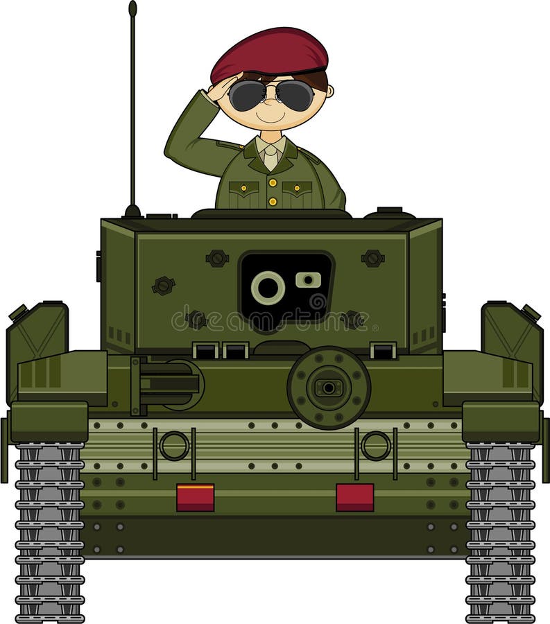Cartoon Army Soldier in Tank Stock Illustration - Illustration of ...