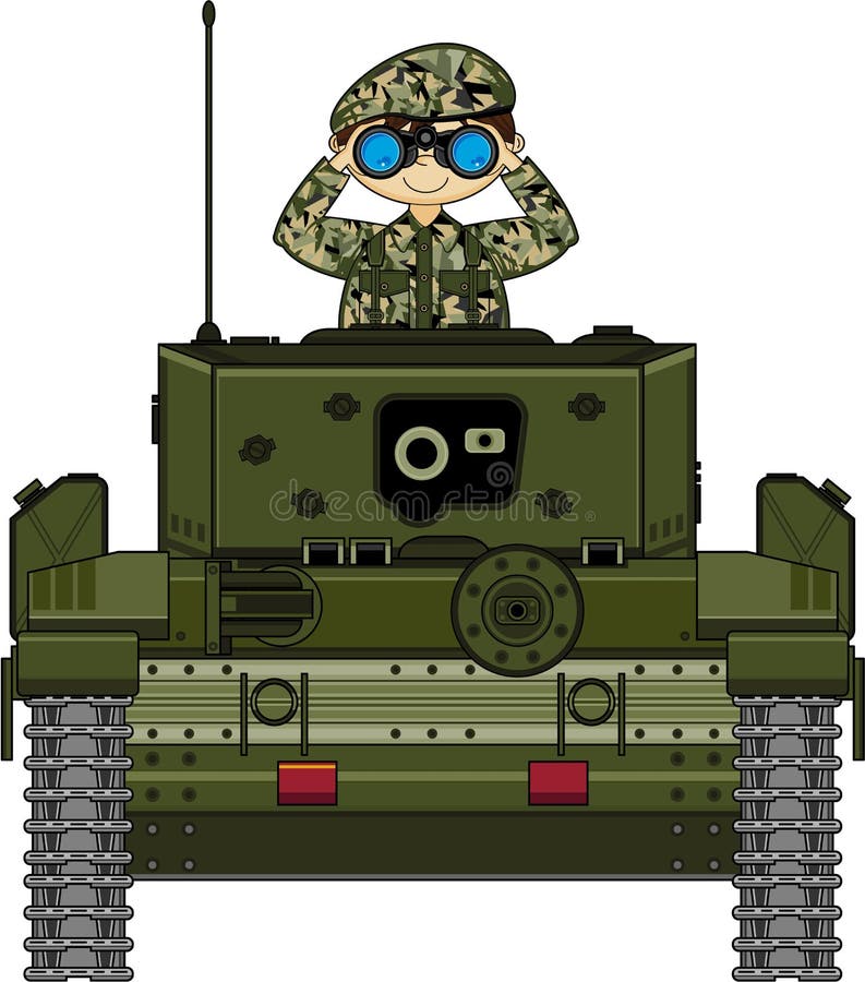 Cartoon Army Soldier in Tank Stock Vector - Illustration of military ...