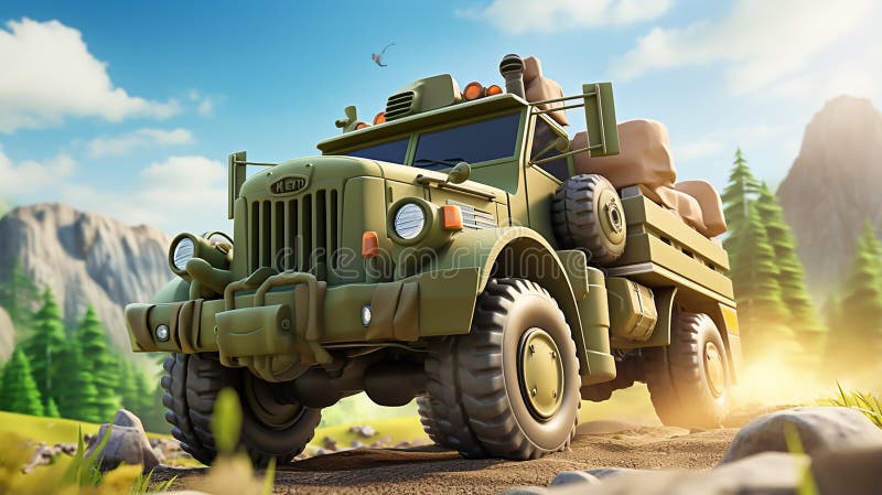 Cartoon of army truck stock illustration. Illustration of vehicle ...