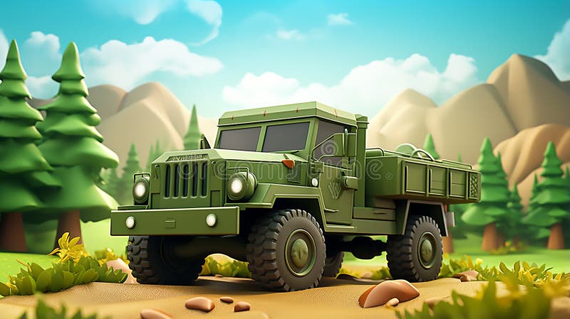 Cartoon of army truck stock illustration. Illustration of jeep - 289981259
