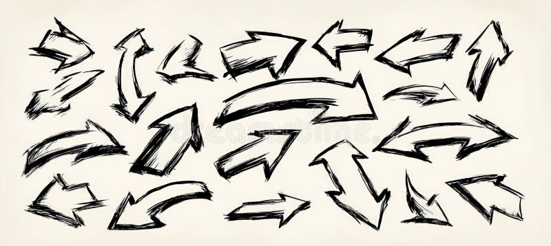 Cartoon Arrows with Thick Black Outlines for Navigation and ...