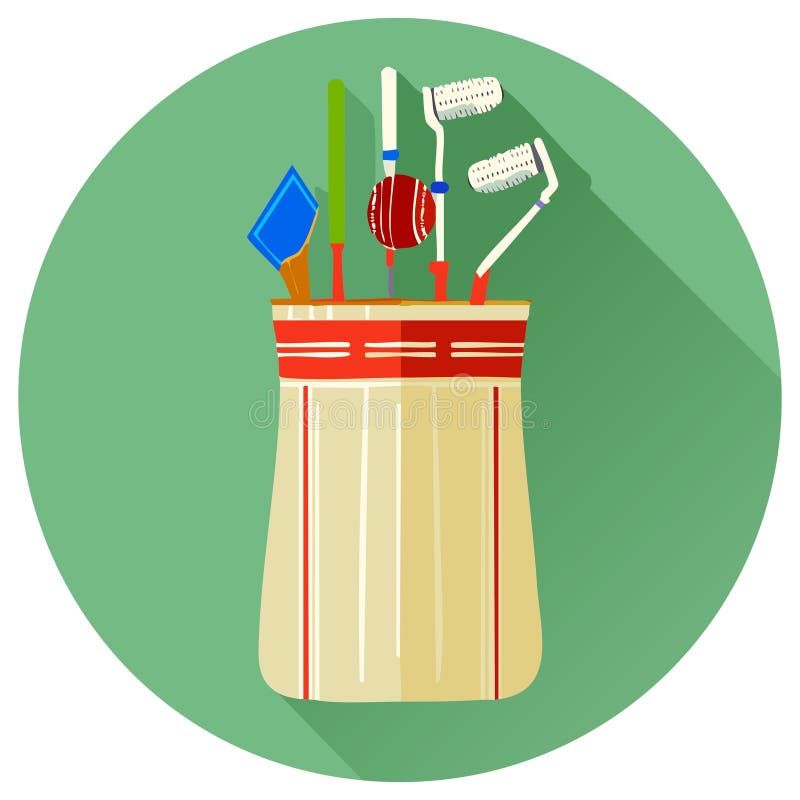 Cartoon Art Supplies in a Container Flat Vector Icon Illustration Stock ...