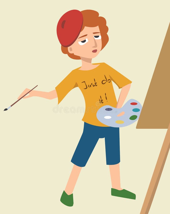 Cartoon Artist Character Vector Stock Vector - Illustration of immersed ...