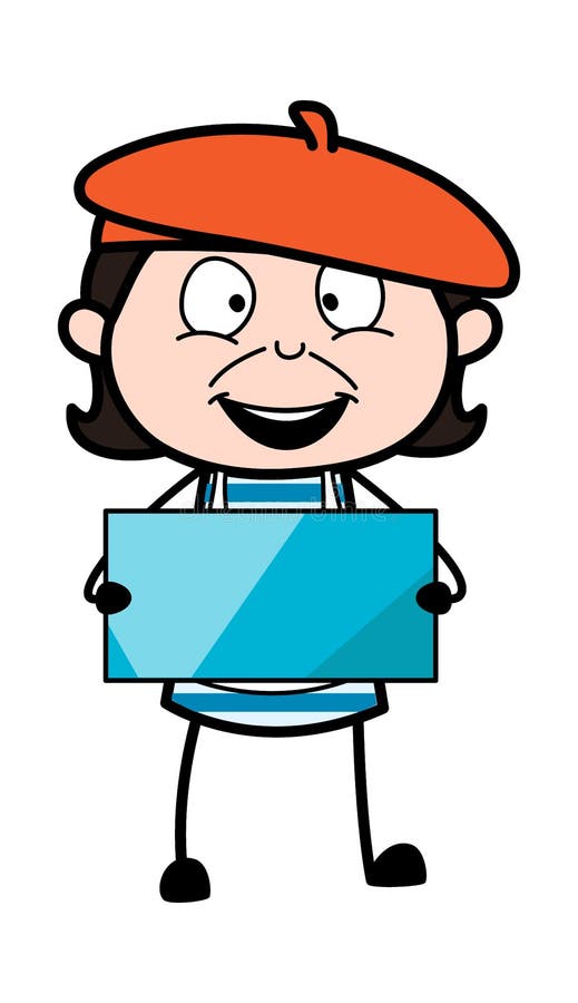 Cartoon Artist Holding a Shiny Banner Stock Illustration - Illustration ...