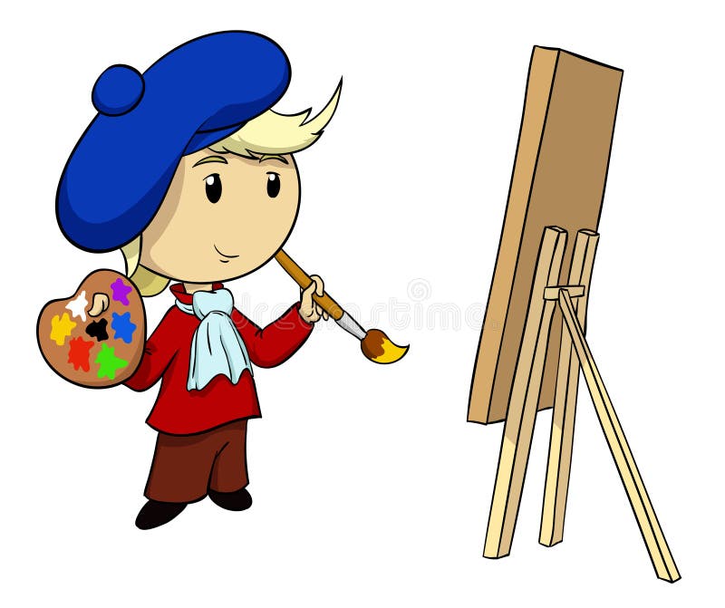 Cartoon canvas artist stock vector. Illustration of culture - 7846397