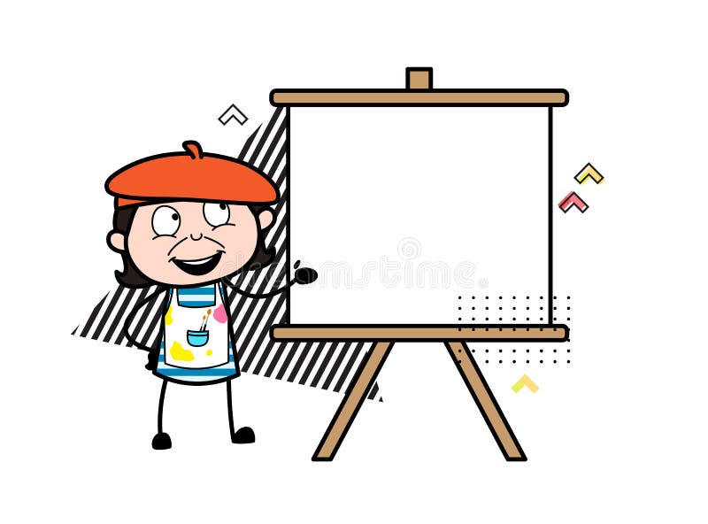 Cartoon Artist with Slide Board Stock Illustration - Illustration of ...