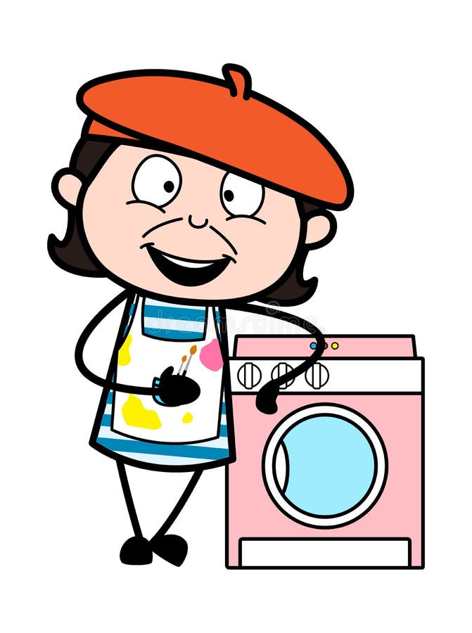 Cartoon Artist Standing with Washing Machine Stock Illustration ... Cartoon Artist Standing with Washing Machine Stock Illustration ...