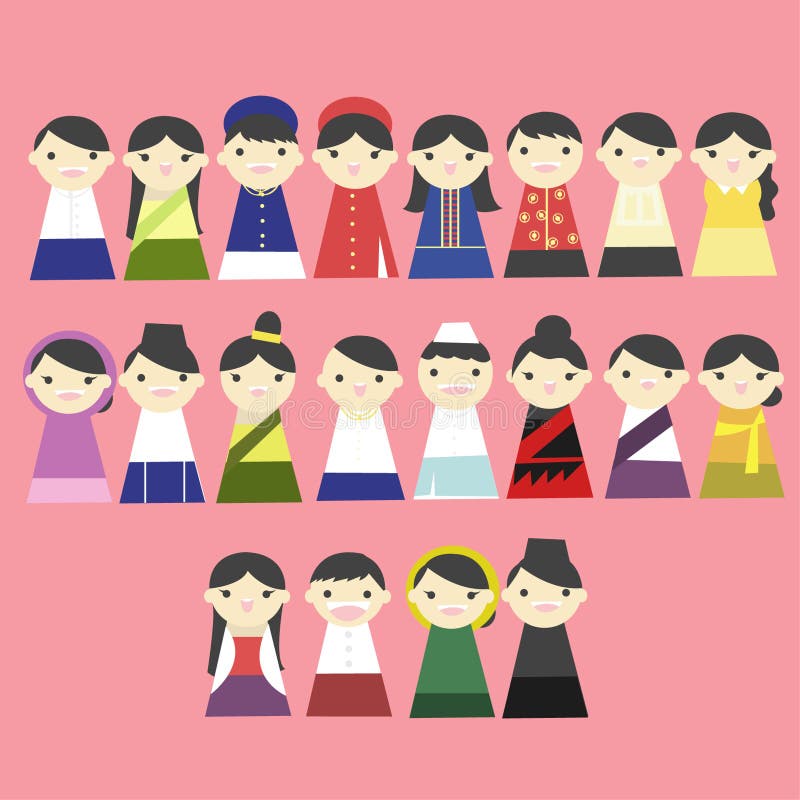 Cartoon ASIA People in Key Hole. Stock Illustration - Illustration of ...