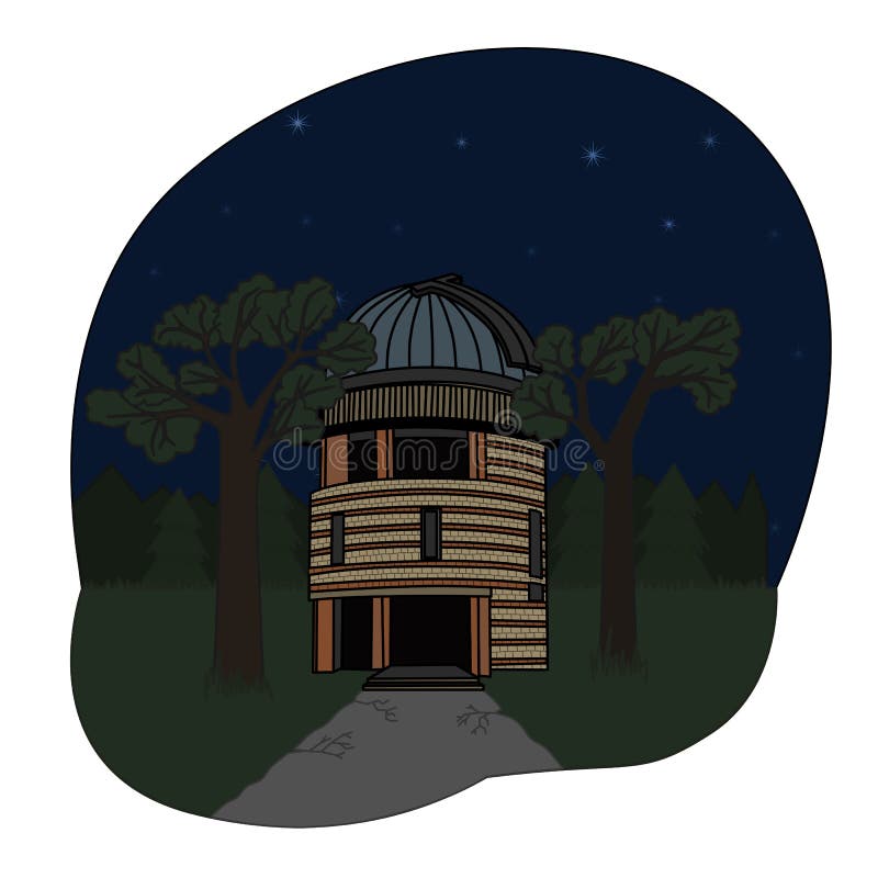 Cartoon Observatory With A Telescope At Night Stock Illustration ...