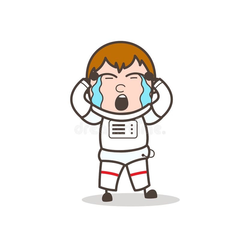 Cartoon Astronaut Crying Vector Illustration Stock Illustration ...