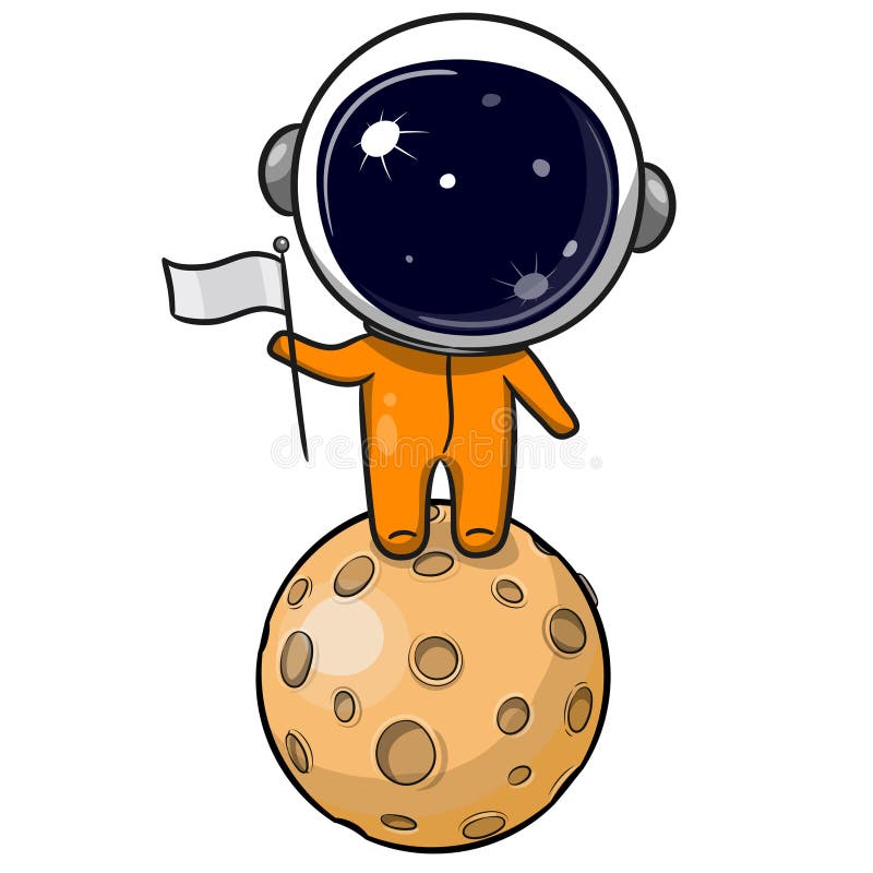 Cartoon Astronaut on the Moon on a Space Background Stock Vector ...