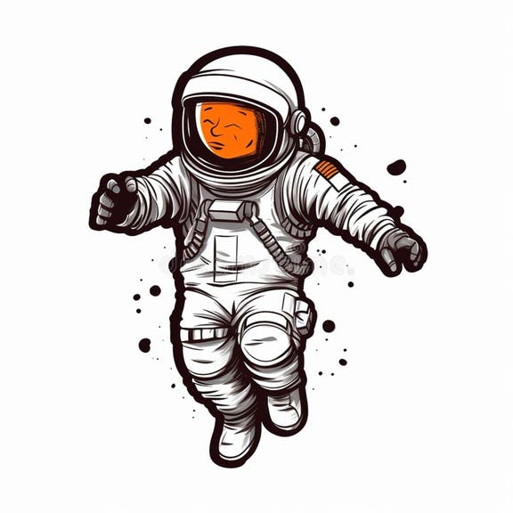 Cartoon Astronaut with a Playful Expression and Bright Orange Visor ...