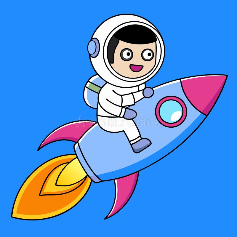 Cartoon Astronaut Riding a Rocket Vector Design Stock Vector ...