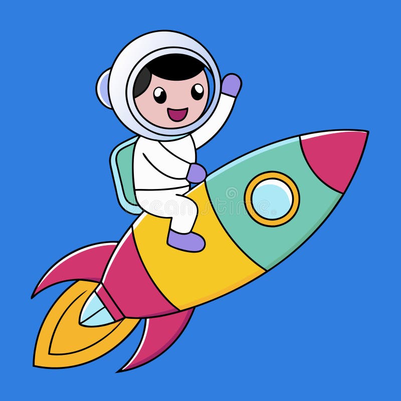 Cartoon Astronaut Riding a Rocket Vector Design Stock Vector ...