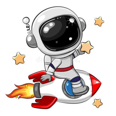Cartoon Astronaut on the Rocket on a Space Background Stock Vector ...