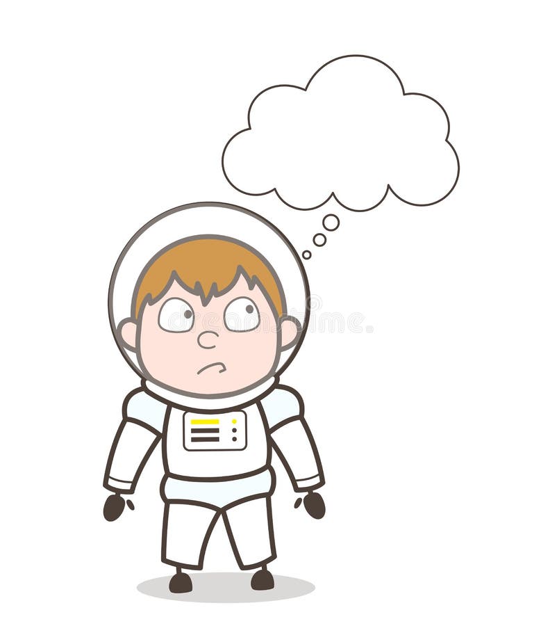 Cartoon Astronaut Thinking Expression Vector Illustration Stock ...