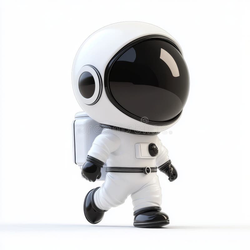 A Cartoon Astronaut in a White Spacesuit, Symbolizing Space Exploration ...