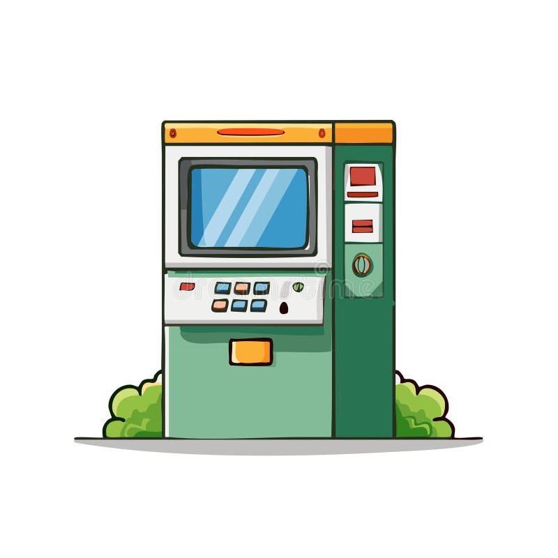Cartoon ATM or Ticket Vending Machine Vector Illustration Stock ...