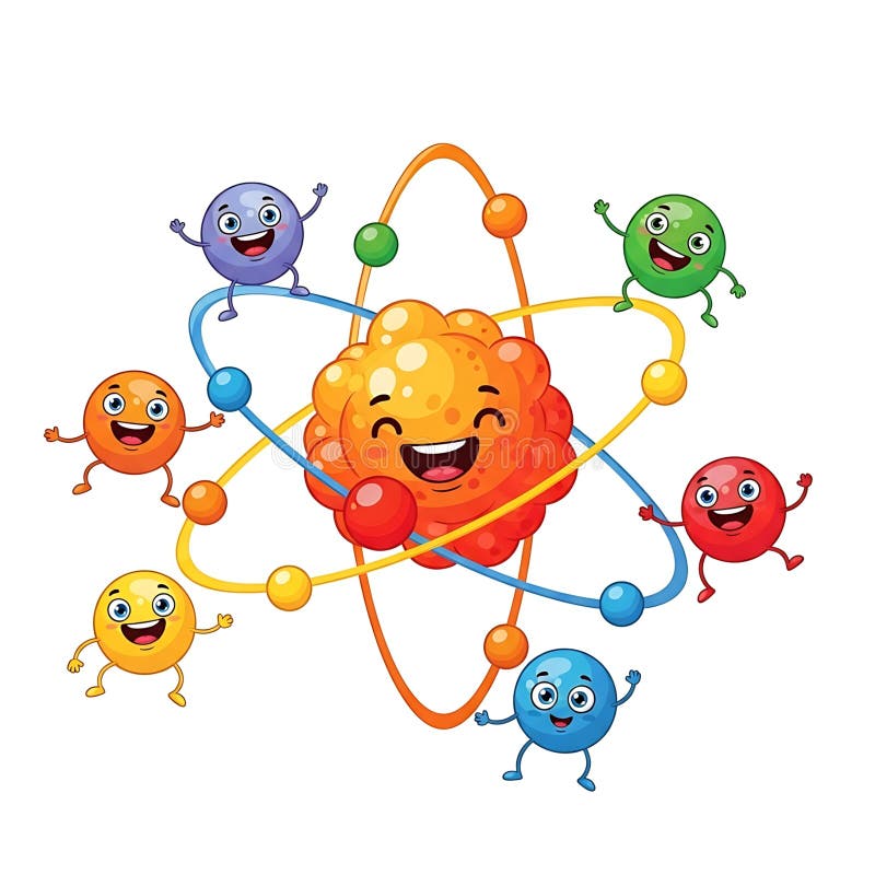 Cartoon Proton, Electron and Neutron, Vector Illustration Stock Vector ...
