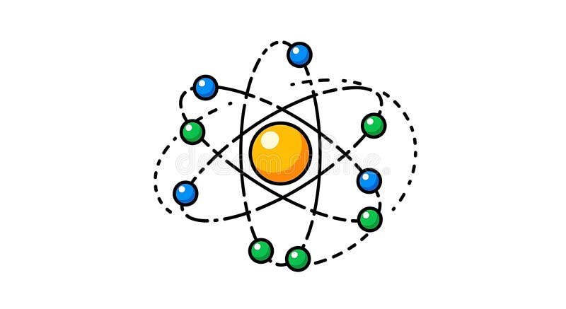 Cartoon Atom Model: a Colorful Depiction of Atomic Structure Stock ...