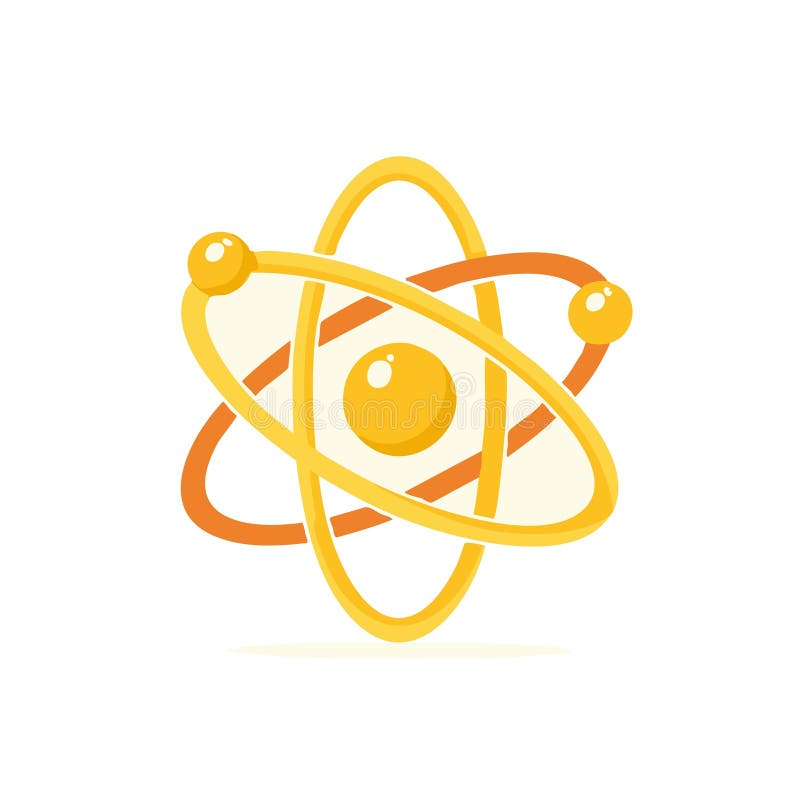 Cartoon Atom Model with Nucleus and Orbiting Electrons Illustration ...