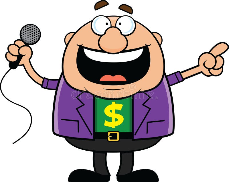 Cartoon Auctioneer Happy stock vector. Illustration of suit - 58451611