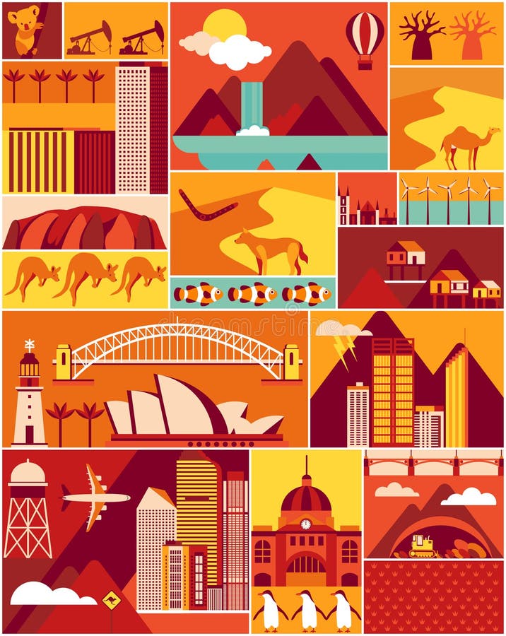 Cartoon Australian pattern stock vector. Illustration of retro - 59895433