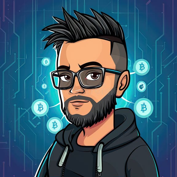 Cartoon Avatar of a Software Developer with a Tech Background and ...