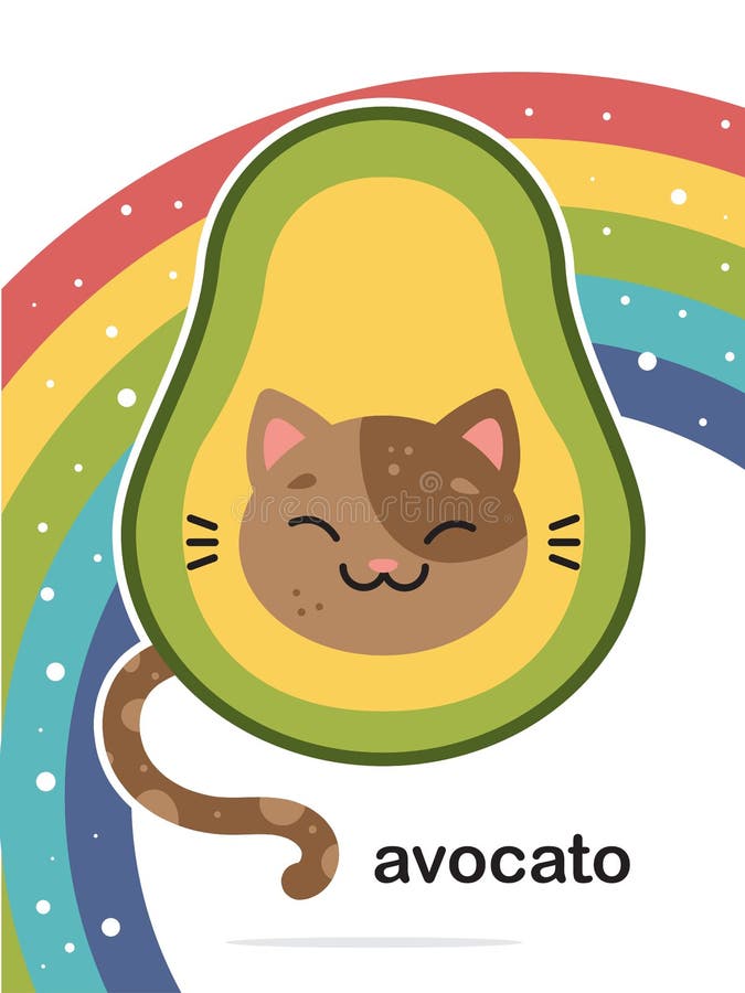 Cartoon Avocado Cat. Vector Illustration Stock Vector - Illustration of ...