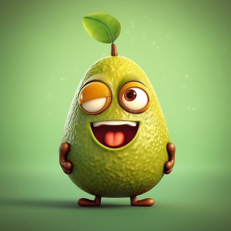 Cartoon Avocado Character (Cute). Generative AI Stock Illustration ...