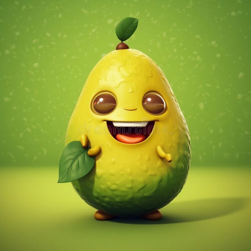 Cartoon Avocado Character (Cute). Generative AI Stock Illustration ...