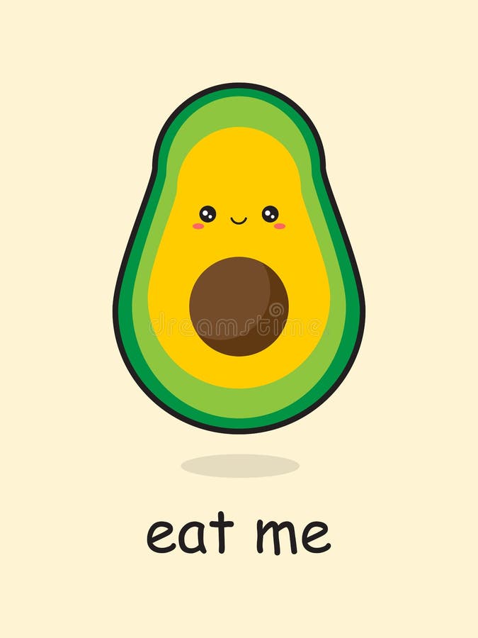 Cartoon Avocado Postcard Eat Me. Vector Illustration. Stock Vector ...
