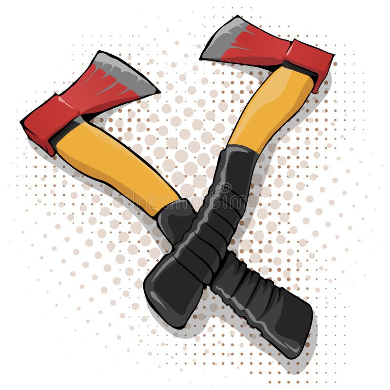 Cartoon Axe Icon with Yellow Handle. Stock Vector - Illustration of ...