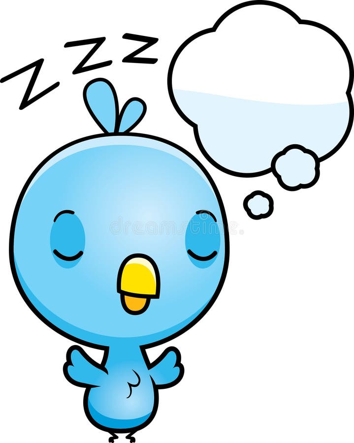 Cartoon Baby Blue Bird Dreaming Stock Vector - Illustration of chick ...