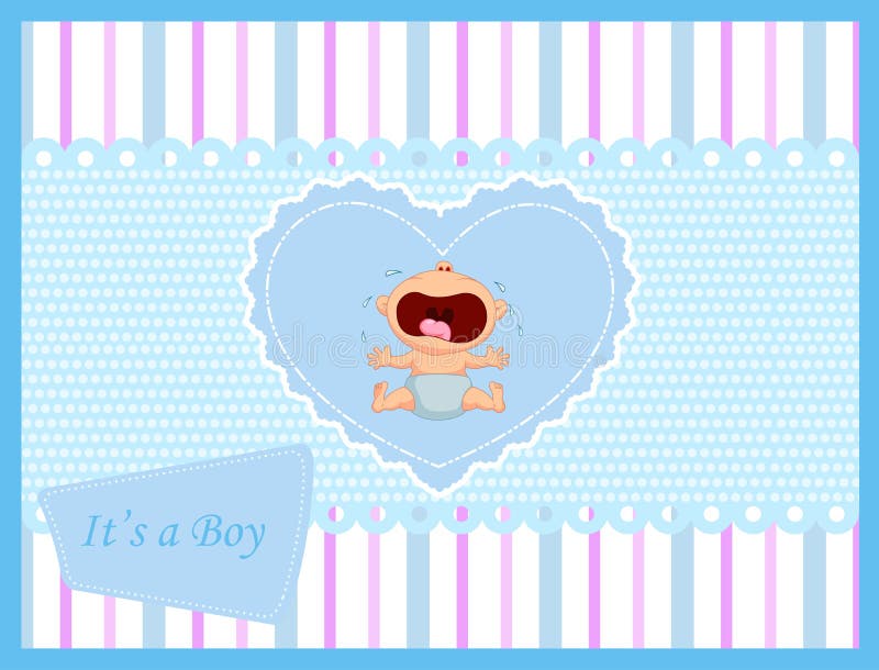 Cartoon Baby Boy Crying Card Stock Vector - Illustration of invitation ...
