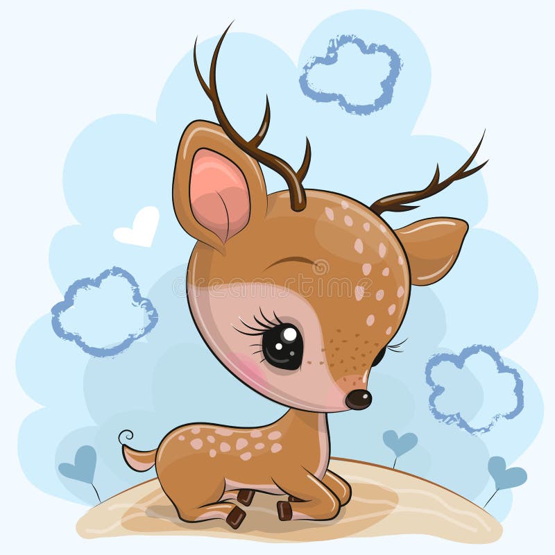 Cartoon Baby Deer on the Meadow Stock Vector - Illustration of cutie ...