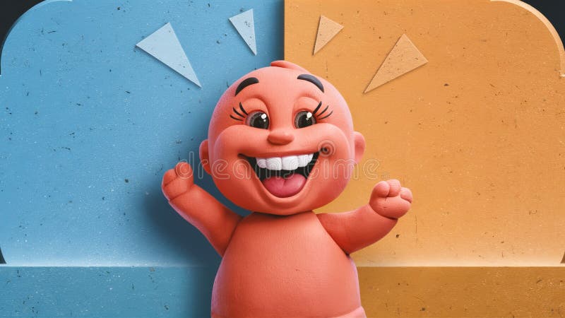 A Cartoon Baby Doll with a Big Smile and Two Faces, AI Stock Image ...