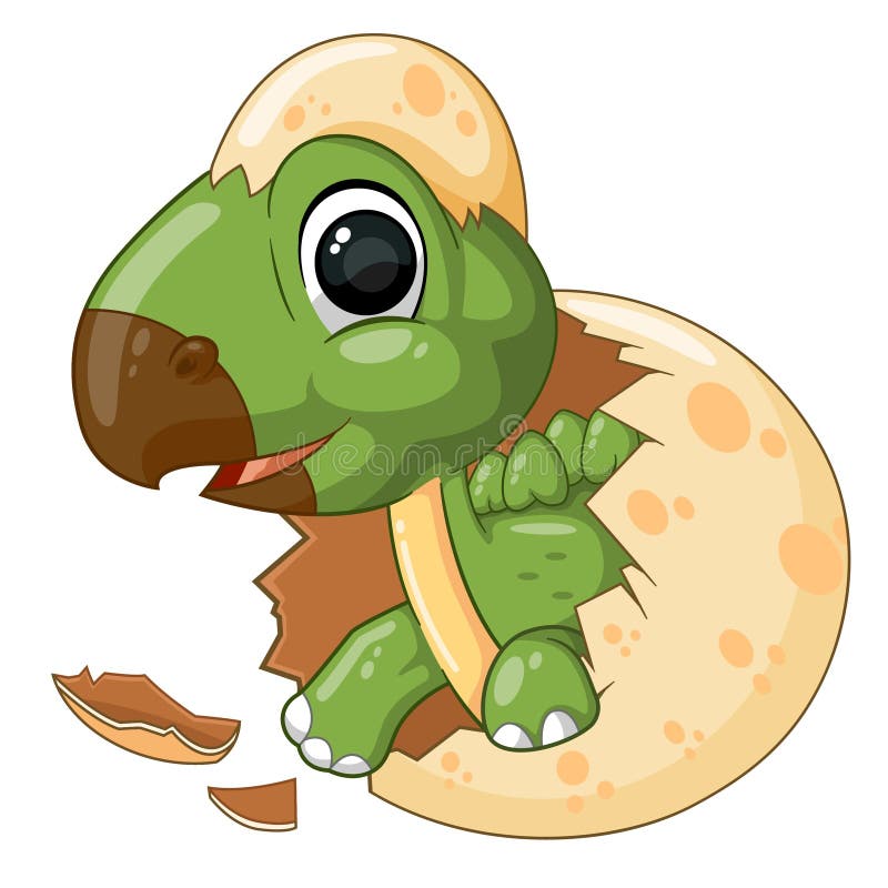 Cartoon Baby Stegosaurus Dinosaur Hatching from Egg Stock Vector ...