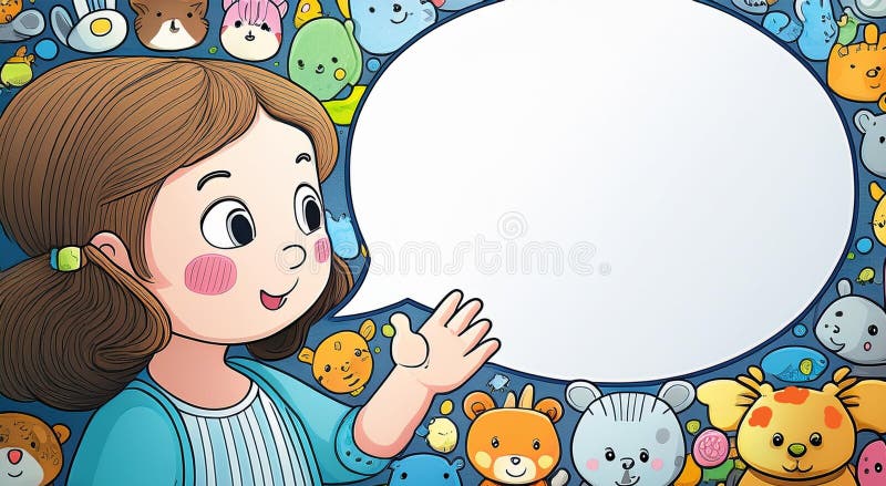 Cartoon Baby Talking with Text Bubble. Stock Illustration ...