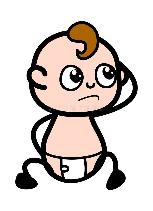 Thinking Baby Cartoon stock illustration. Illustration of think - 191428476