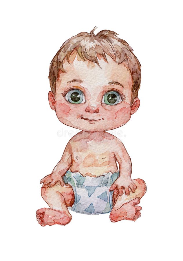 Cartoon Baby Wearing Diaper Stock Illustration - Illustration of ...