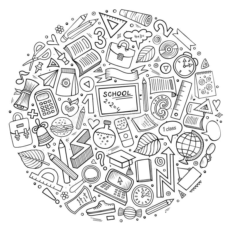 Cartoon Back To School Objects Set Stock Vector - Illustration of ...