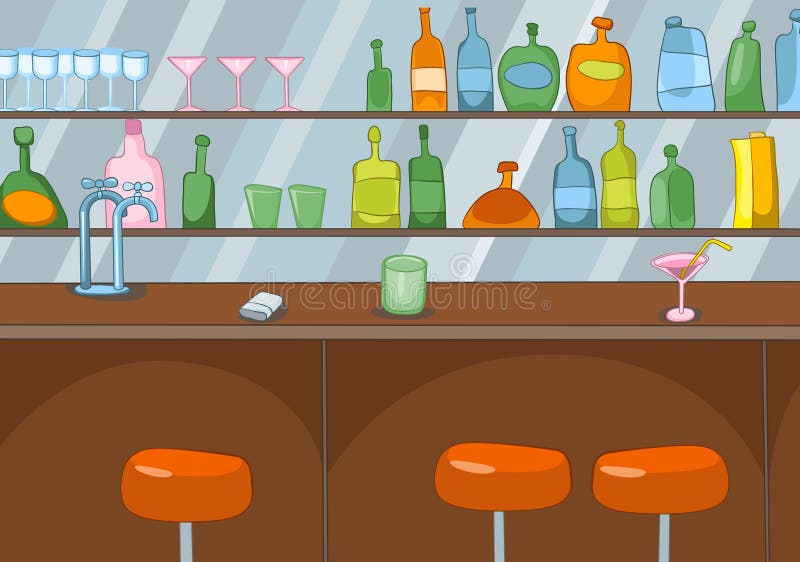 Cartoon Background of Bar Counter. Stock Illustration - Illustration of ...