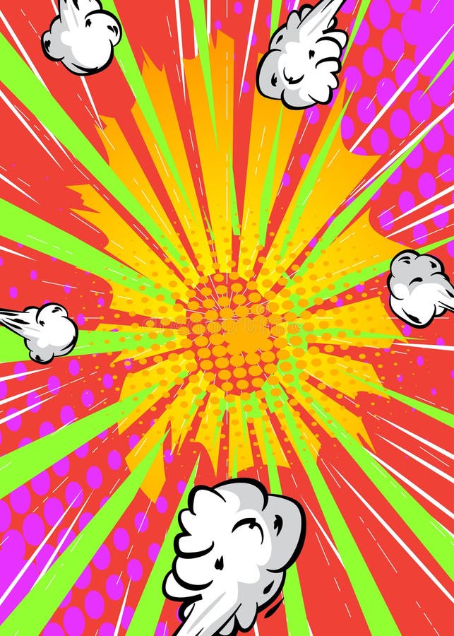 Super Cartoon Background, Comic Book Backdrop. Retro Vector Comics Pop ...